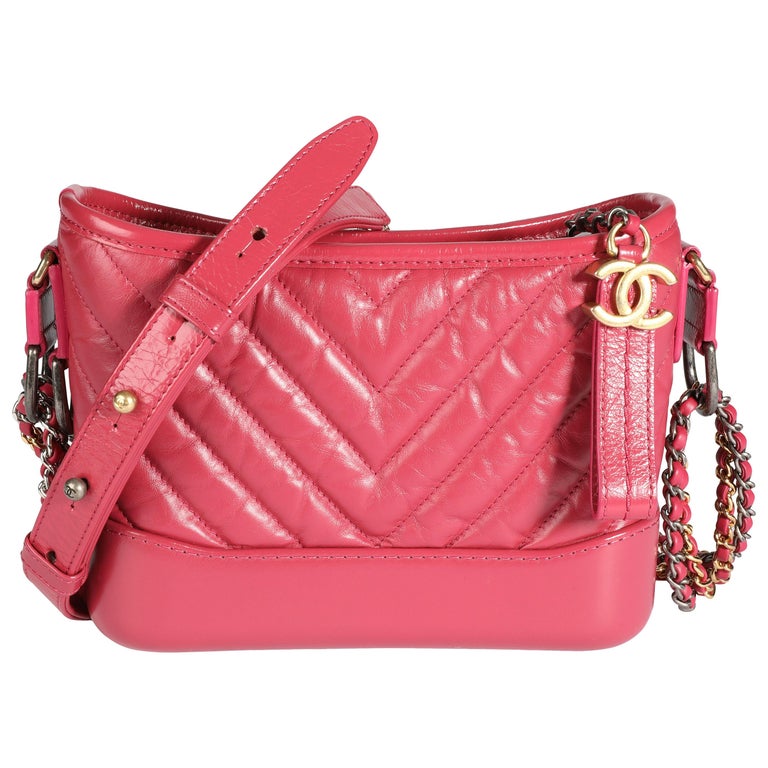 Chanel Pink Chevron Quilted Aged Calfskin Small Gabrielle Hobo For Sale ...