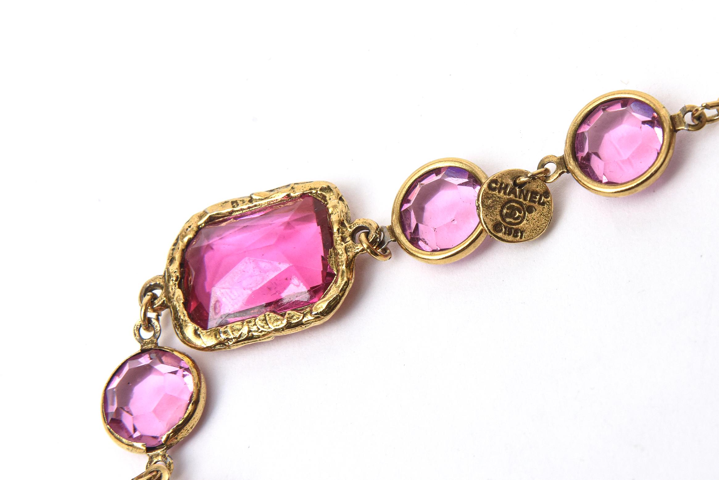 Chanel Pink Chicklet Sautoir Necklace at 1stDibs | chanel chicklet ...
