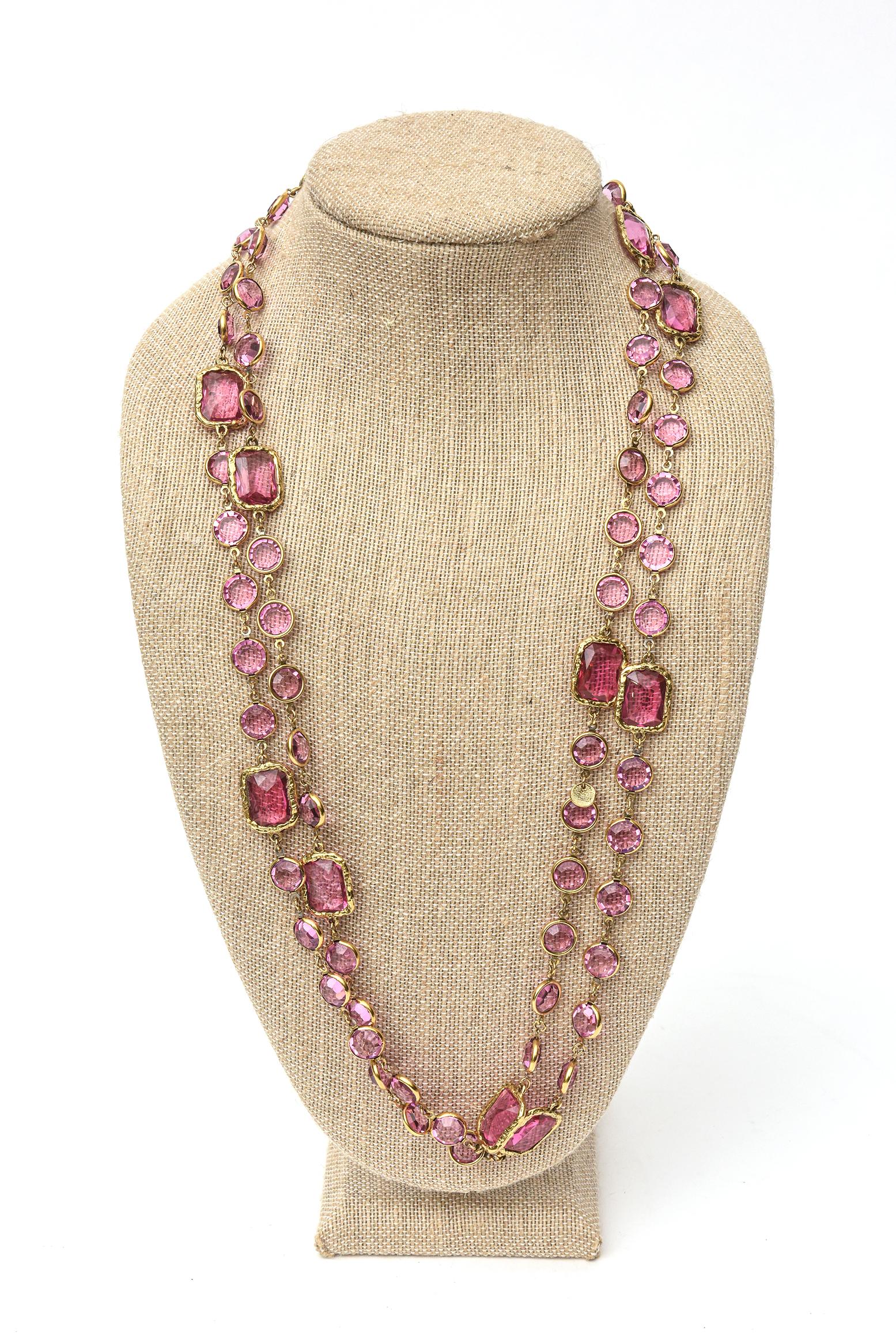 Chanel Pink Chicklet Sautoir Necklace at 1stDibs | chanel chicklet ...