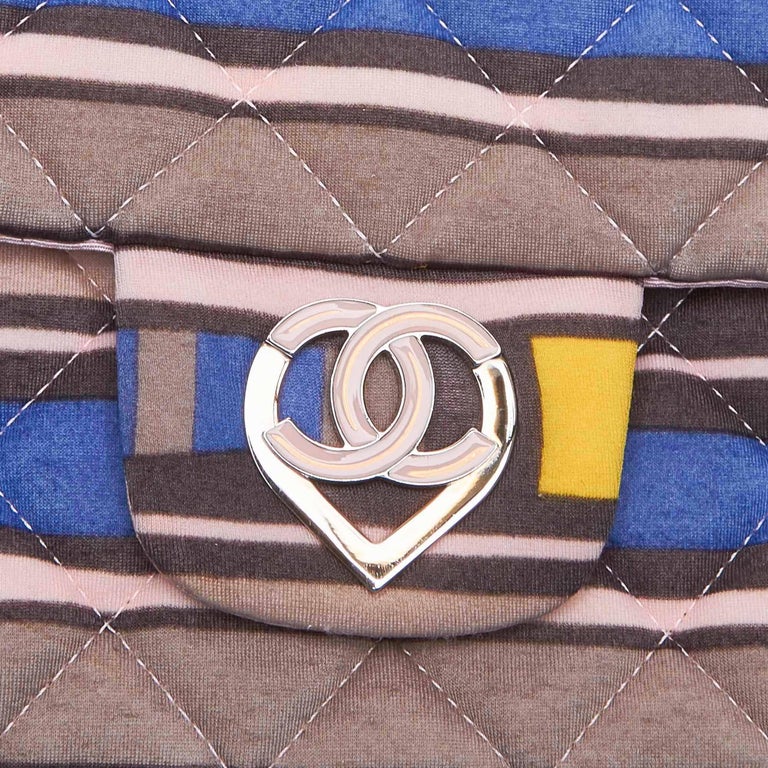 Chanel Pink Cotton Fabric CC Heart Printed Medium Flap Bag France at ...