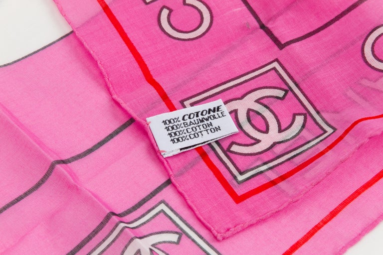 Chanel Pink Cotton Logo Small Scarf at 1stDibs