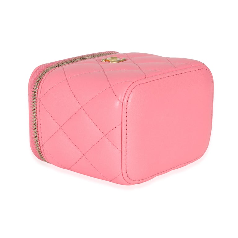 Chanel Pink Lambskin Coco Pearl Crush Mini Vanity Case For Sale at 1stDibs