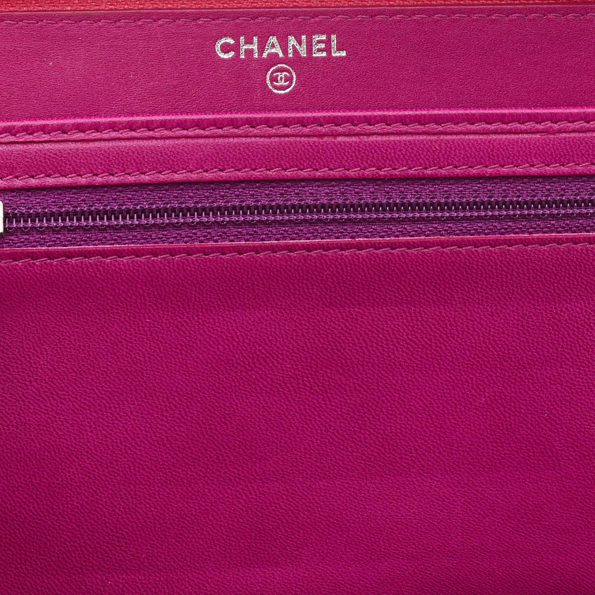 Chanel Pink Leather CC Camellia Zip Around Wallet Organizer at 1stDibs