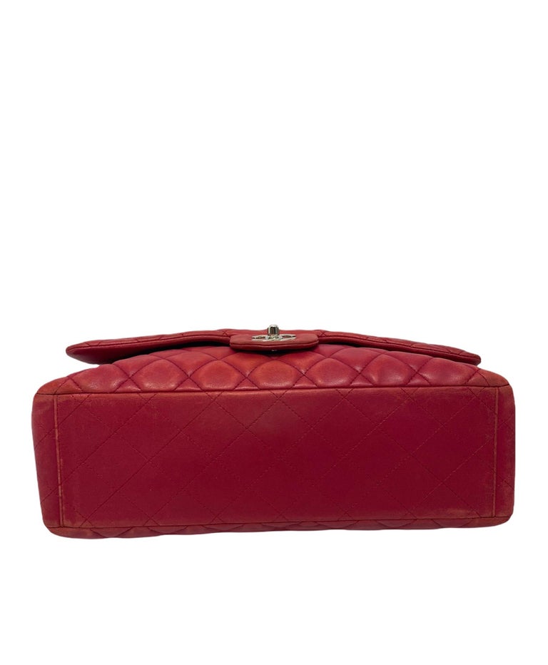 Chanel Pink Leather Maxi Jumbo Bag For Sale at 1stDibs