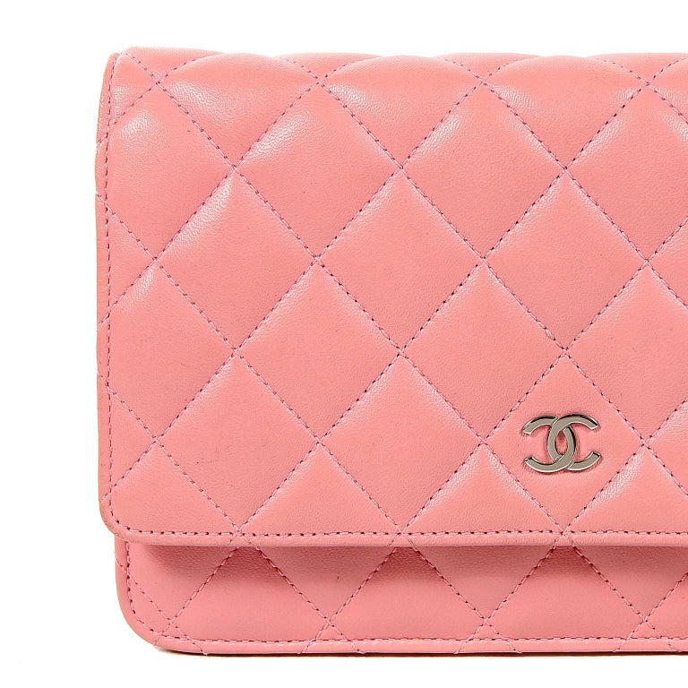 Chanel Pink Leather WOC Wallet on a Chain- Silver Hardware at 1stDibs ...