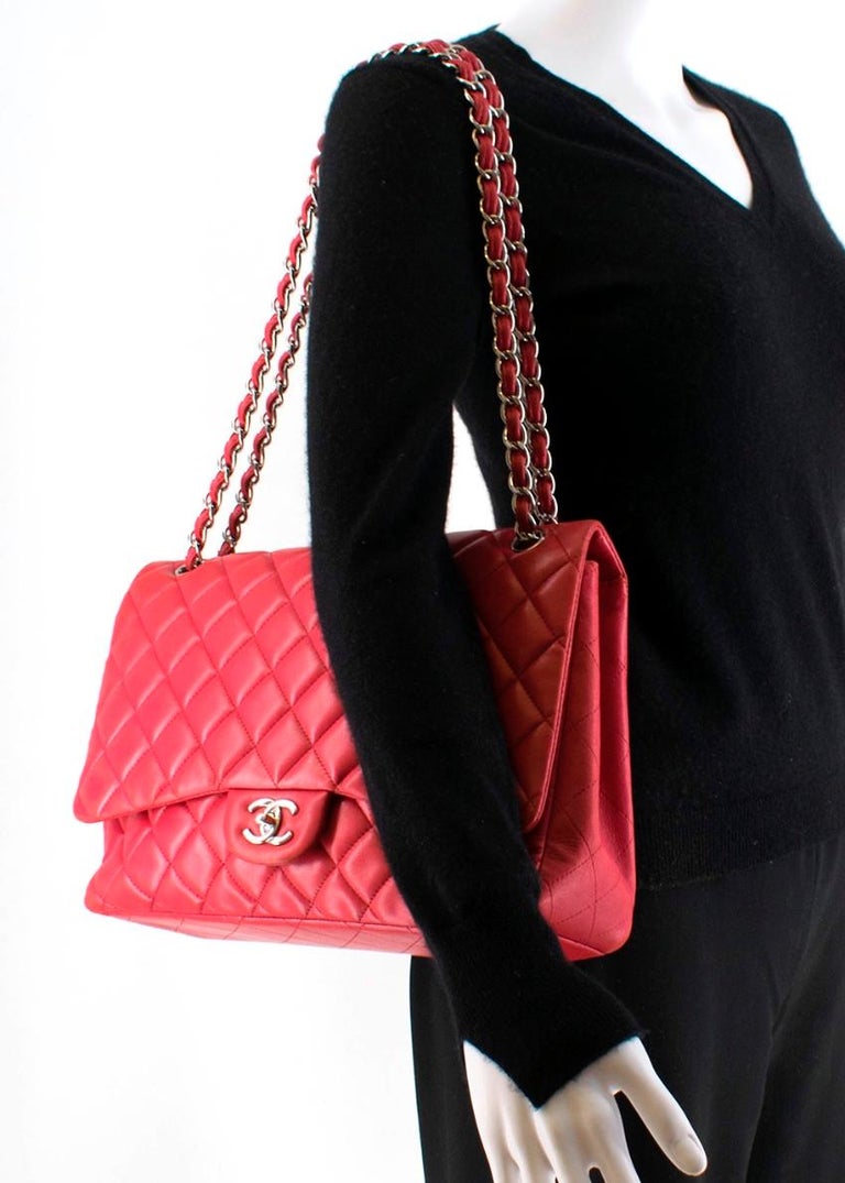 Chanel Pink Maxi Classic Single Flap Bag 33cm at 1stDibs