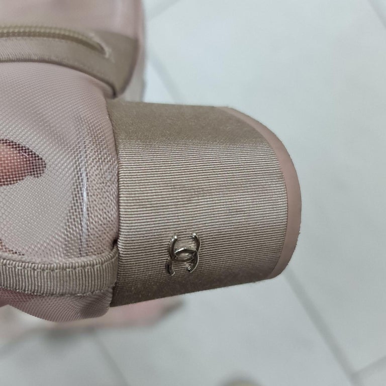 Chanel Pink Mesh and Grosgrain Flower Cap Toe Short Booties For Sale at ...