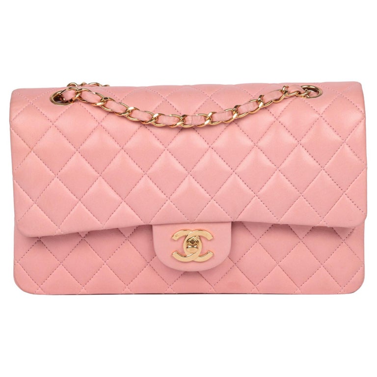 CHANEL Pink Quilted Lambskin Medium Classic Double Flap Bag For Sale at ...