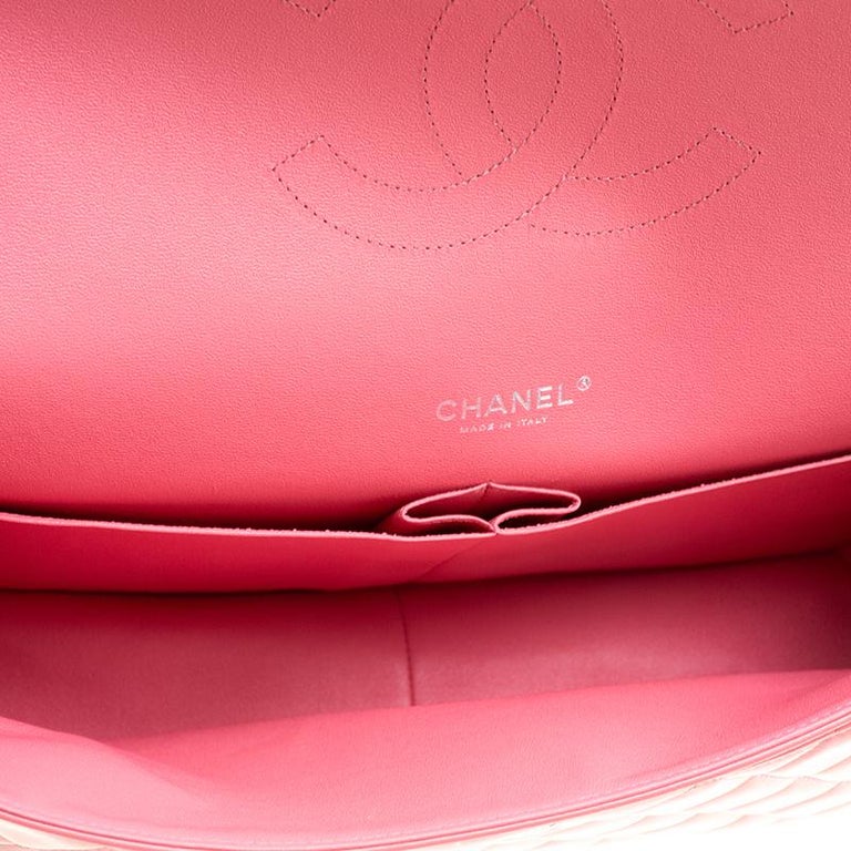 Chanel Pink Quilted Patent Leather Maxi Classic Double Flap Bag For ...