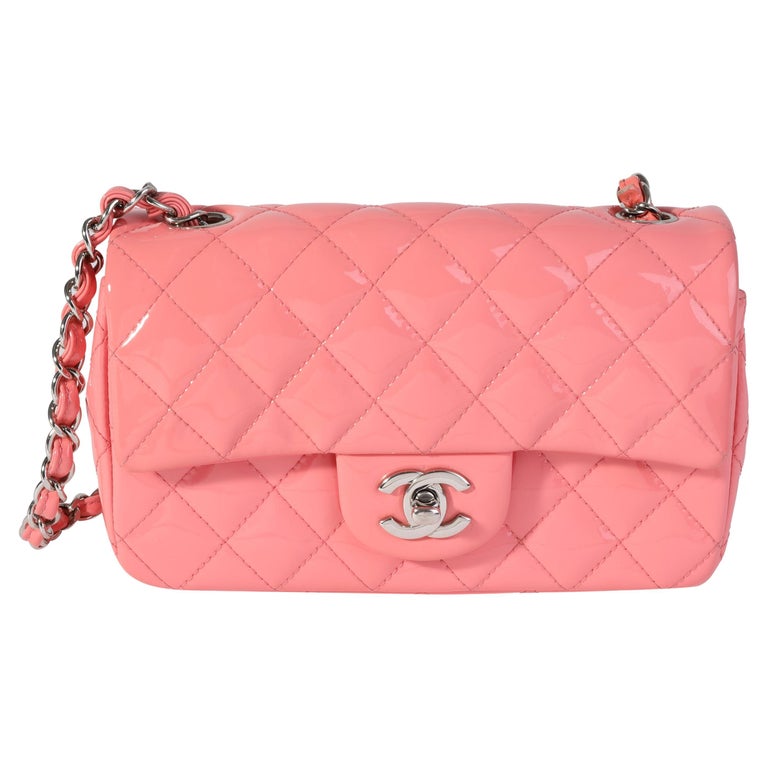 Chanel Pink Quilted Patent Leather Mini Rectangular Classic Flap Bag ...