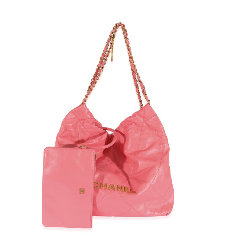 Chanel Pink Shiny Calfskin Chanel 22 Hobo For Sale at 1stDibs