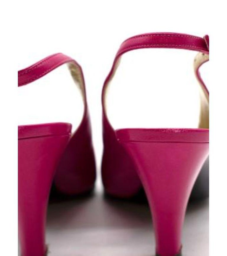 Chanel Pink Slingback Cap Toe Heels For Sale at 1stDibs