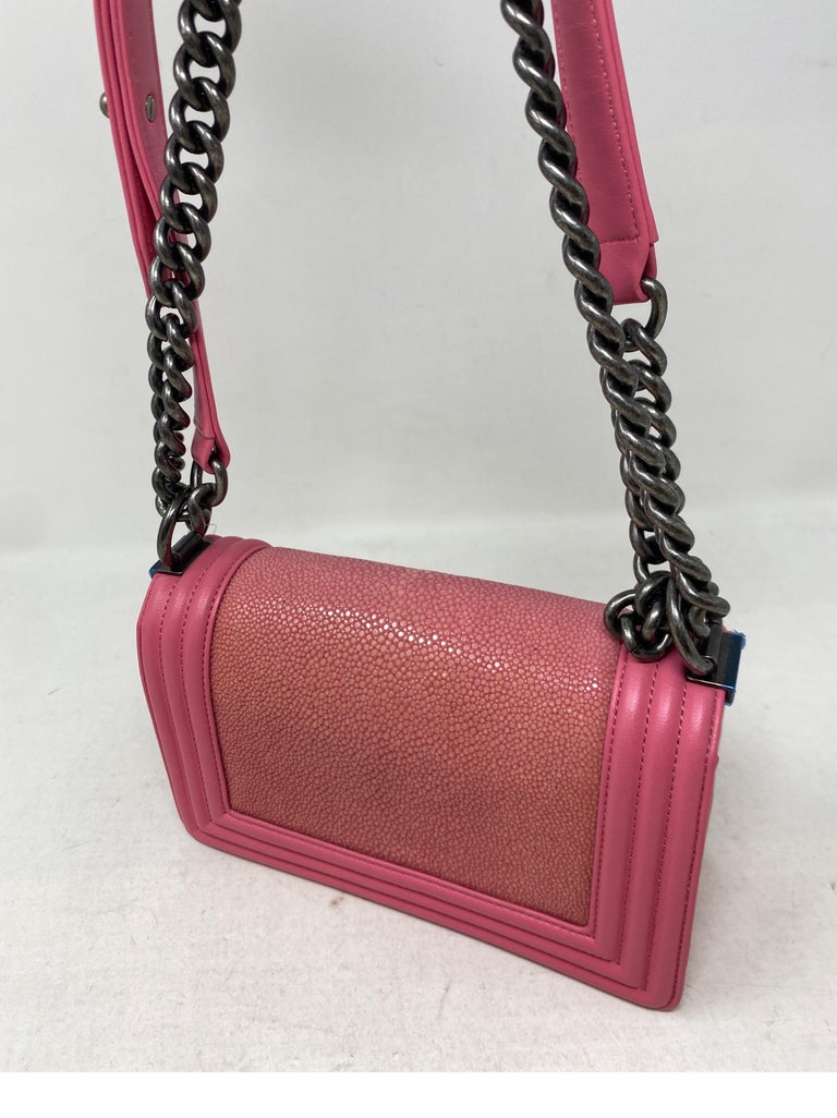 Chanel Pink Stingray Exotic Mini Boy Bag For Sale at 1stDibs
