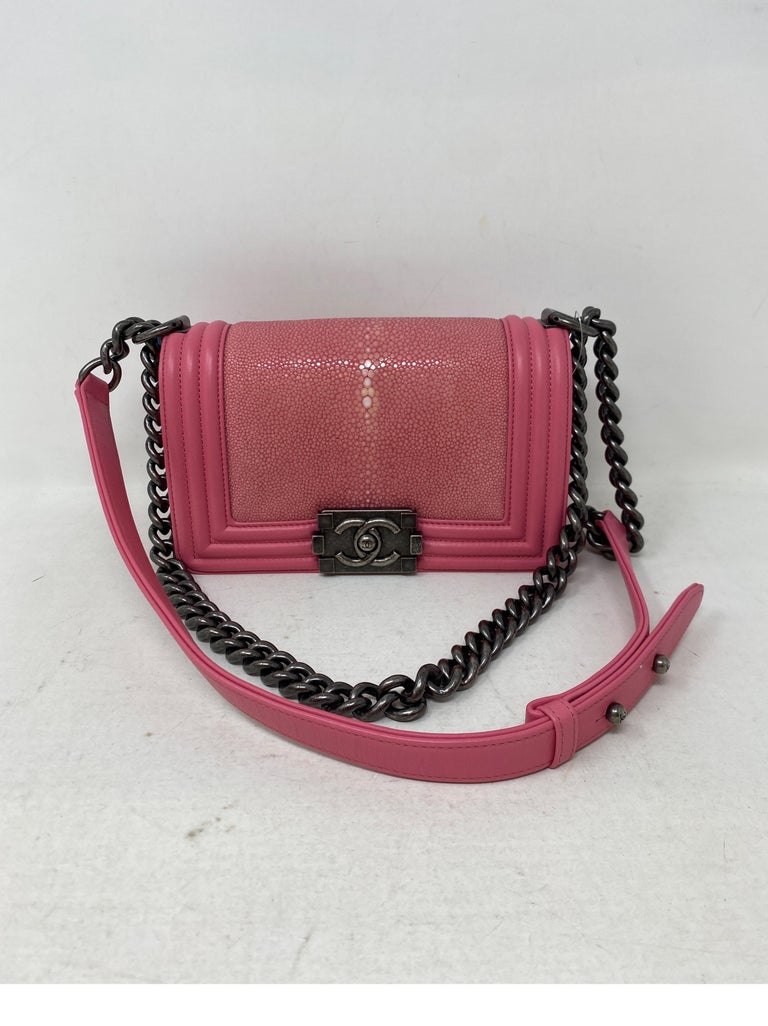 Chanel Pink Stingray Exotic Mini Boy Bag For Sale at 1stDibs
