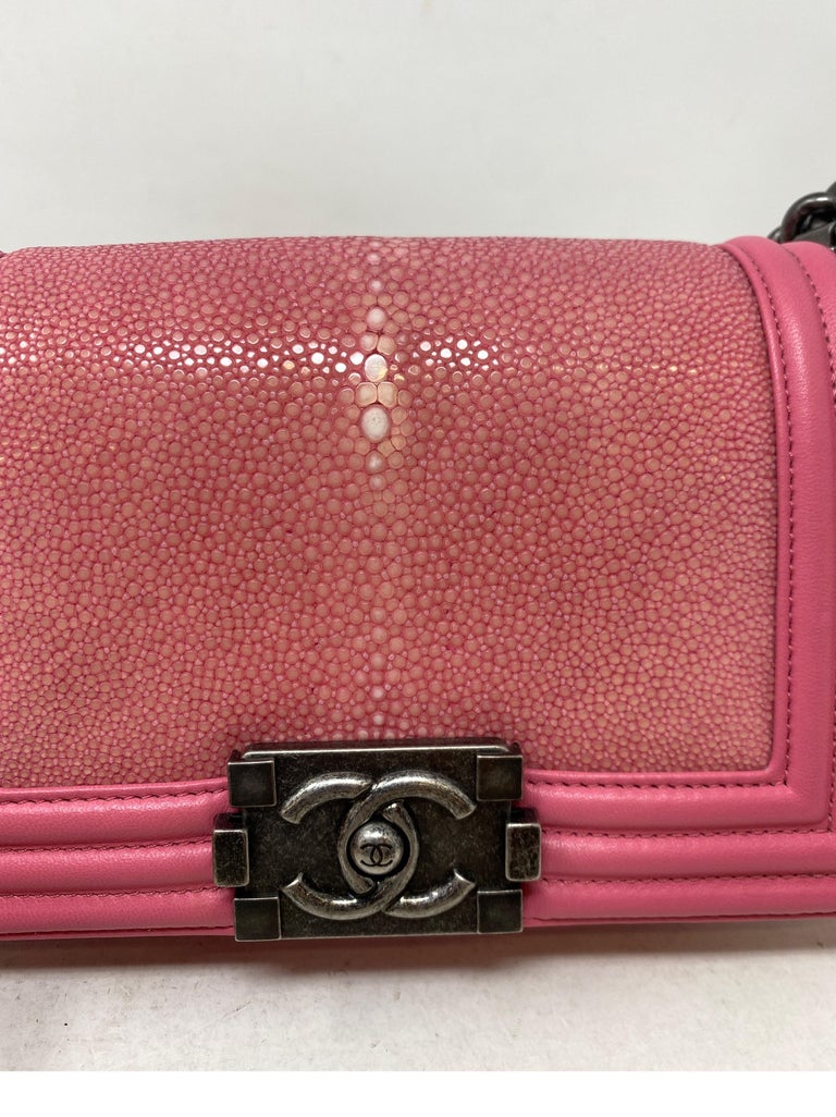 Chanel Pink Stingray Exotic Mini Boy Bag For Sale at 1stDibs