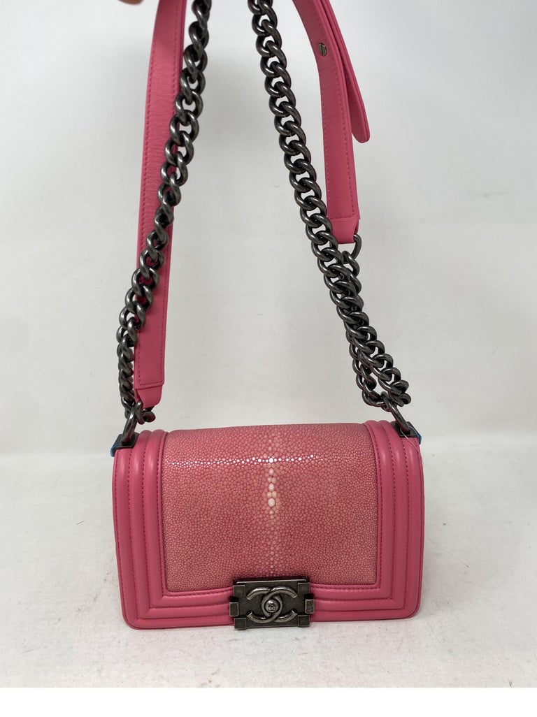 Chanel Pink Stingray Exotic Mini Boy Bag For Sale at 1stDibs