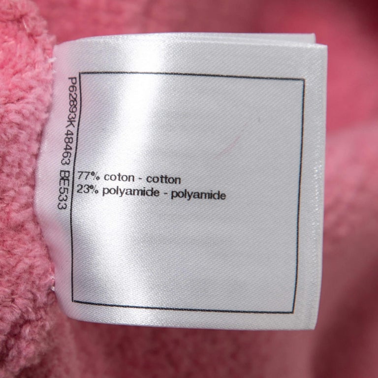 Chanel Pink Terry Chain Link Accent Jacket M For Sale at 1stDibs