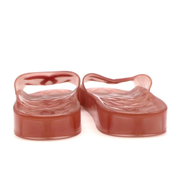 Chanel Pink Translucent CC Slide Sandals - Us size 11 For Sale at ...