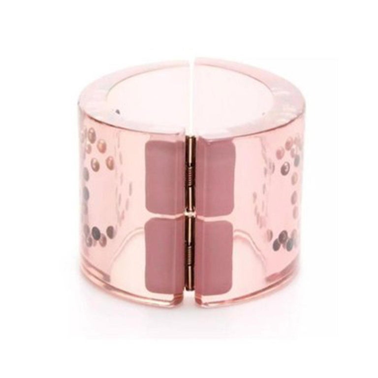 Chanel Pink Transparent Pearl Cc Cuff 2008 Spring Bracelet at 1stDibs