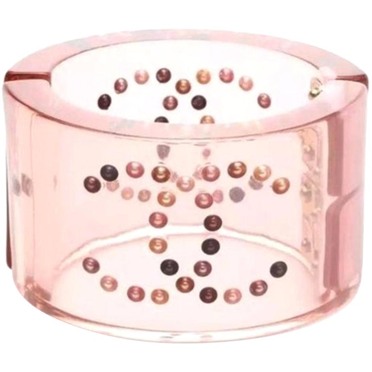 Chanel Pink Transparent Pearl Cc Cuff 2008 Spring Bracelet at 1stDibs