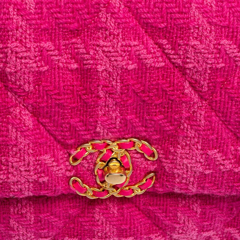 Chanel Pink Tweed 19 Large Flap Bag at 1stDibs