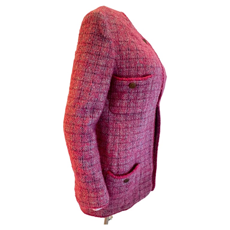 Chanel Pink Tweed Jacket For Sale at 1stDibs