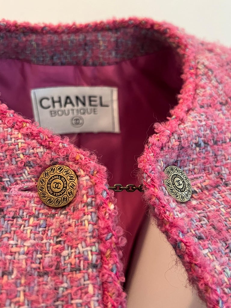 Chanel Pink Tweed Jacket For Sale at 1stDibs