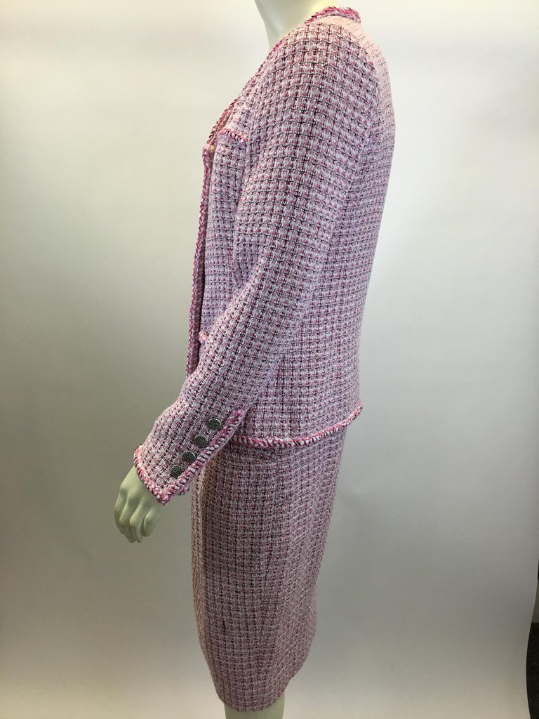 Chanel Pink Tweed Two Piece Skirt Set at 1stDibs | pink tweed set ...