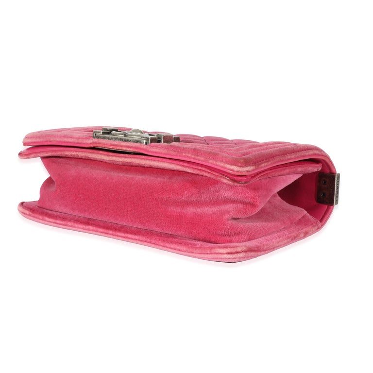 Chanel Pink Velvet Small Boy Bag For Sale at 1stDibs