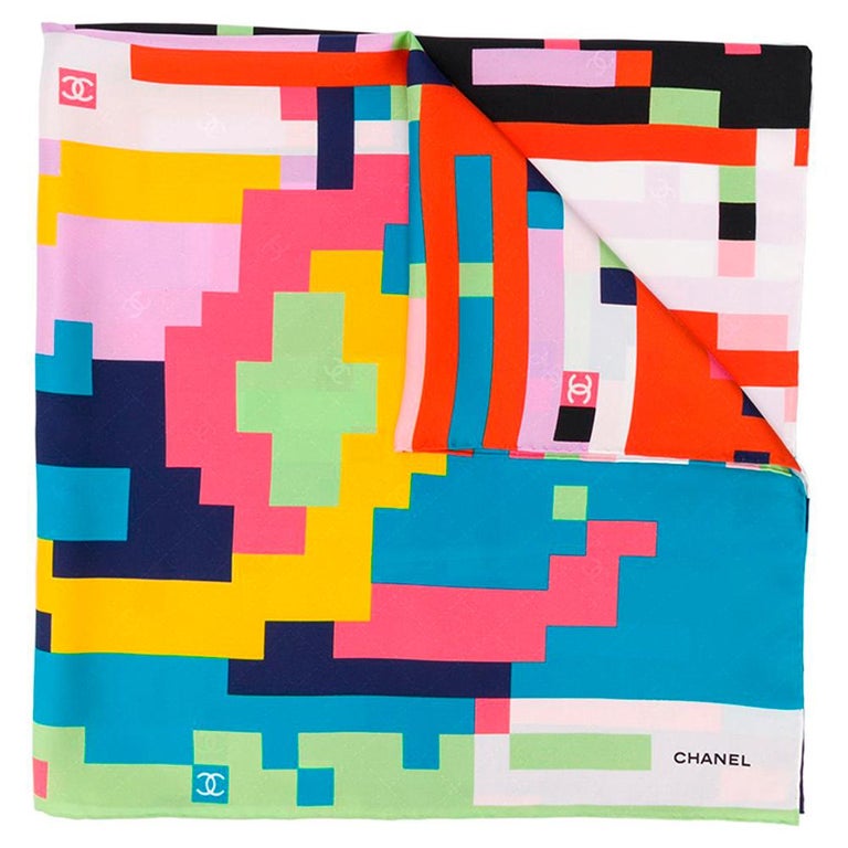 Chanel Pixel Print Silk Scarf at 1stDibs