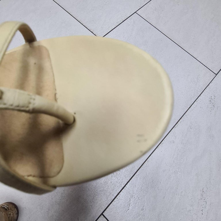 Chanel Platform Wedge Camellia Beige Sandals For Sale at 1stDibs