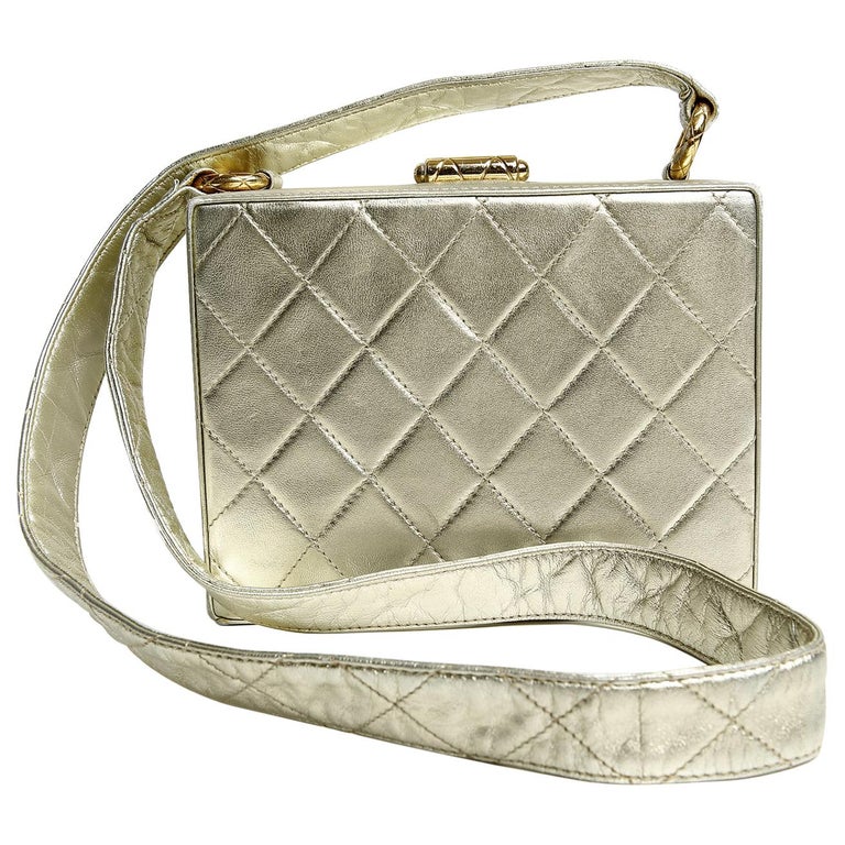 Chanel Platinum Leather Box Bag at 1stDibs