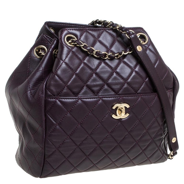 Chanel Plum Quilted Leather Timeless Classic Drawstring Bag at 1stDibs ...