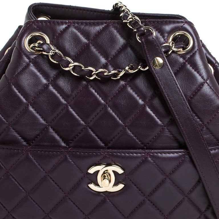 Chanel Plum Quilted Leather Timeless Classic Drawstring Bag at 1stDibs ...