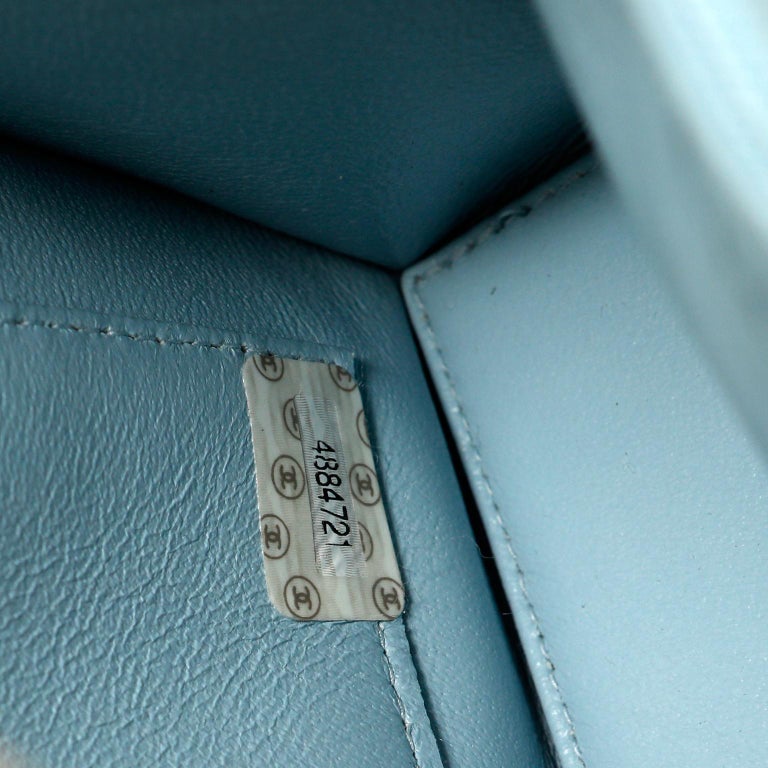 Chanel Powder Blue Quilted Leather Vintage Mini Tote For Sale at 1stDibs