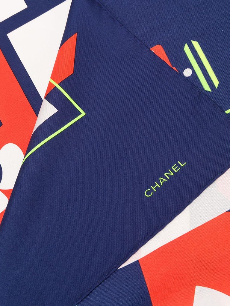 Chanel Pre-Owned geometric logo silk scarf at 1stDibs