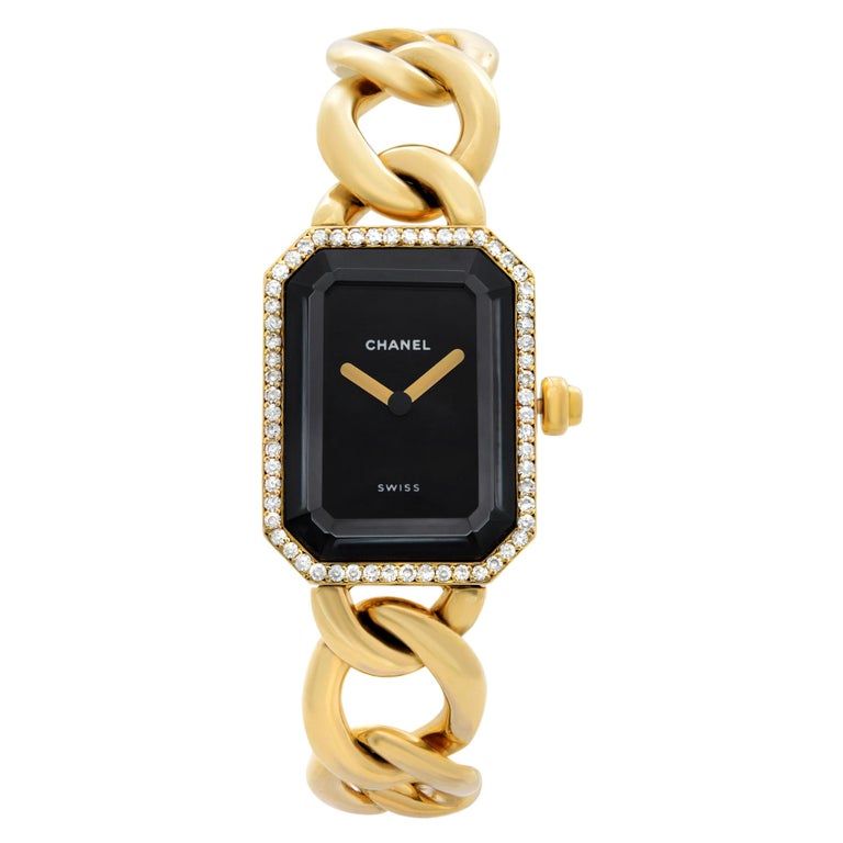 Chanel Premiere 18k Yellow Gold Diamond Black Dial Quartz Ladies Watch ...