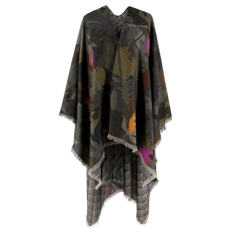 Chanel Printed Cashmere Fringed Cape at 1stDibs