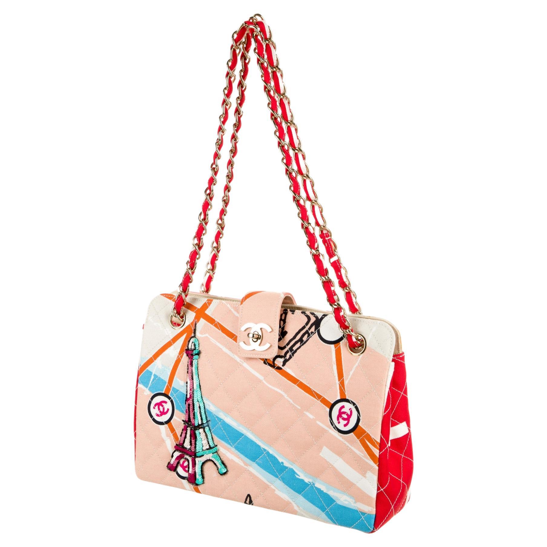 Chanel Printed Map Of Paris Multicolor Canvas Embellished Shoulder Bag ...
