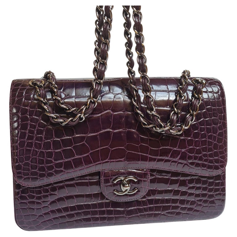 Chanel Purple Alligator Jumbo Flap Bag For Sale at 1stDibs