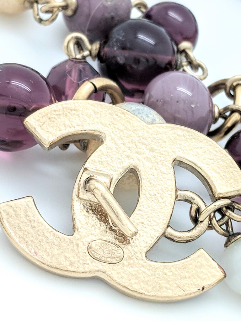 Chanel Purple Bead Pearl CC Logo Necklace at 1stDibs | chanel beads ...