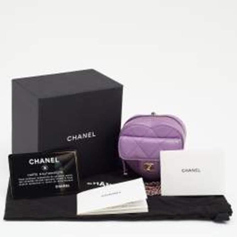 Chanel Purple Quilted Leather Heart Classic Coin Purse For Sale at 1stDibs