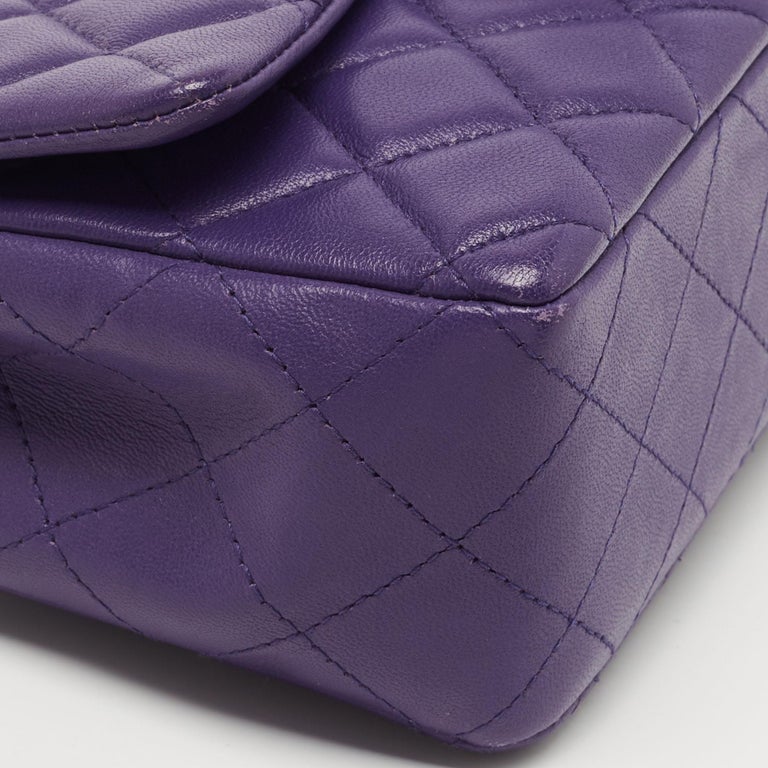 Chanel Purple Quilted Leather Mini Rectangle Classic Single Flap Bag ...