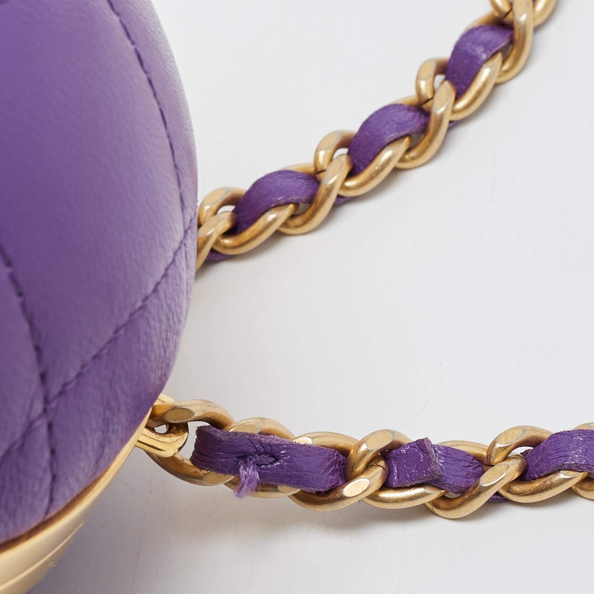 Chanel Purple Quilted Leather Paris-Le19M Coco Sphere Minaudiere Bag ...