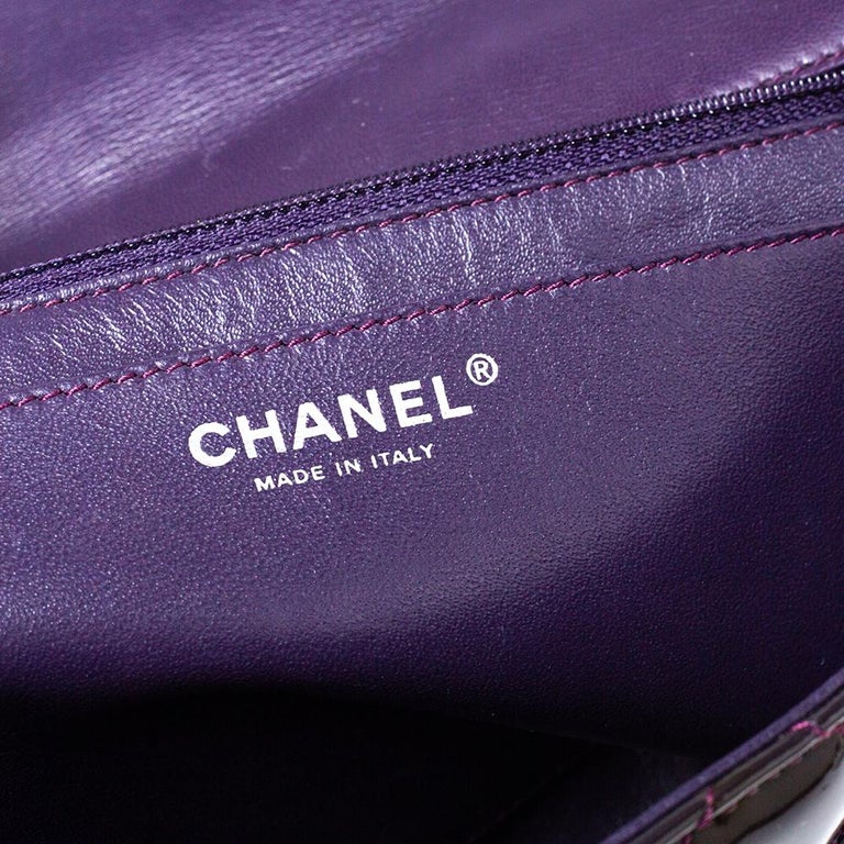 Chanel Purple Quilted Patent Leather Jumbo Classic Single Flap Bag at ...