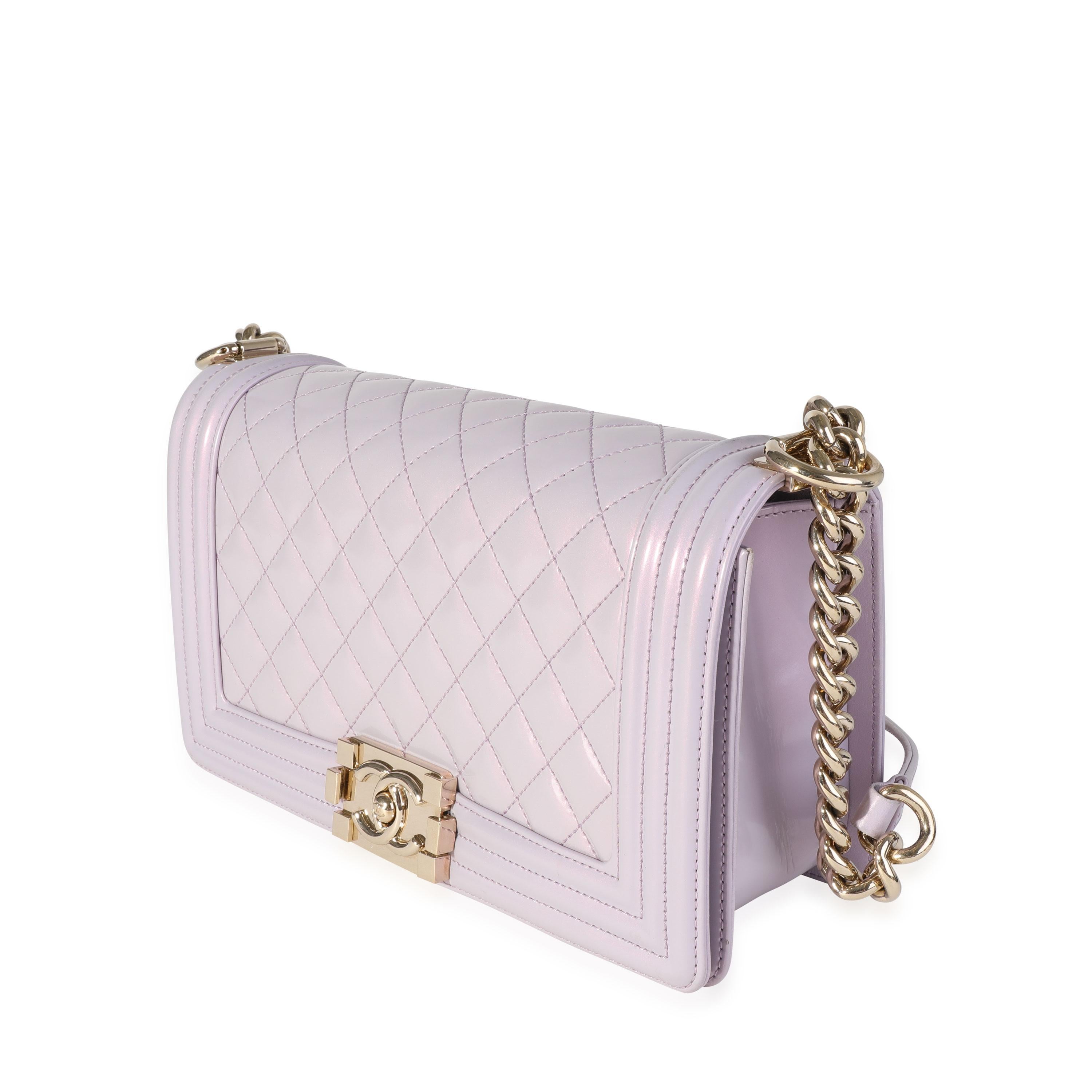 Chanel Purple Quilted Patent Leather Old Medium Boy Bag For Sale at ...