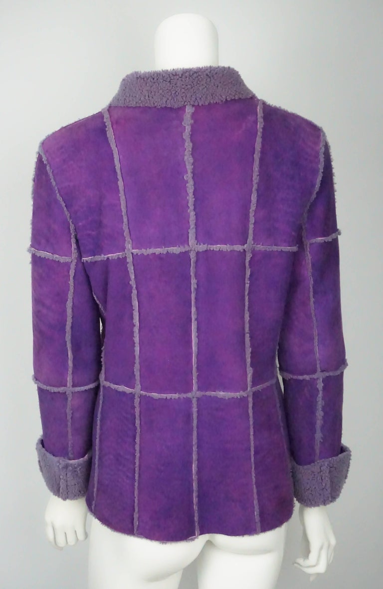 Chanel Purple Sherling Coat - 40 - 00A at 1stDibs