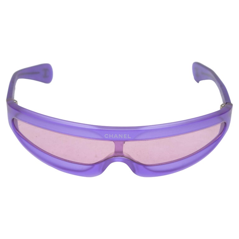 Chanel Purple Spring/Summer 2001 Shield Sunglasses For Sale at 1stDibs