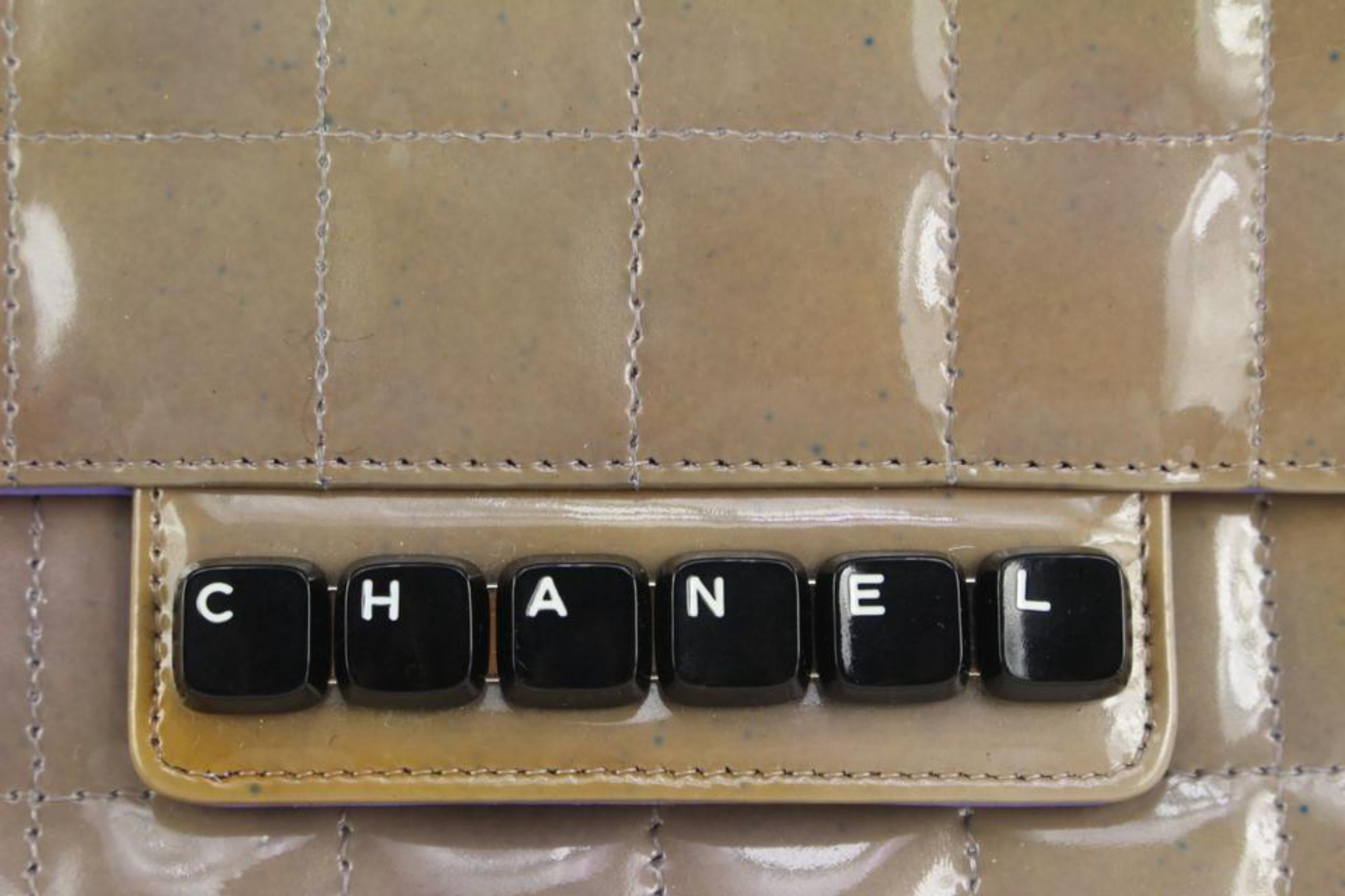 Chanel Purple-Taupe Chocolate Bar Quilted Keyboard Chain Flap 27C1S For ...