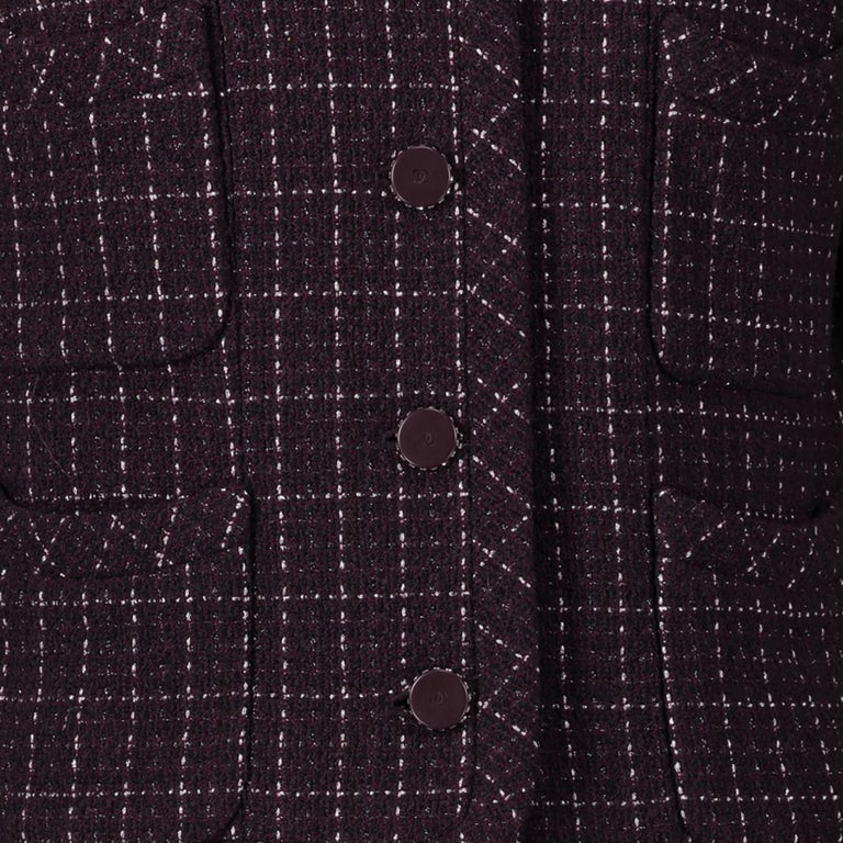 Chanel Purple Tweed Jacket - Size 40 at 1stDibs | chanel purple jacket
